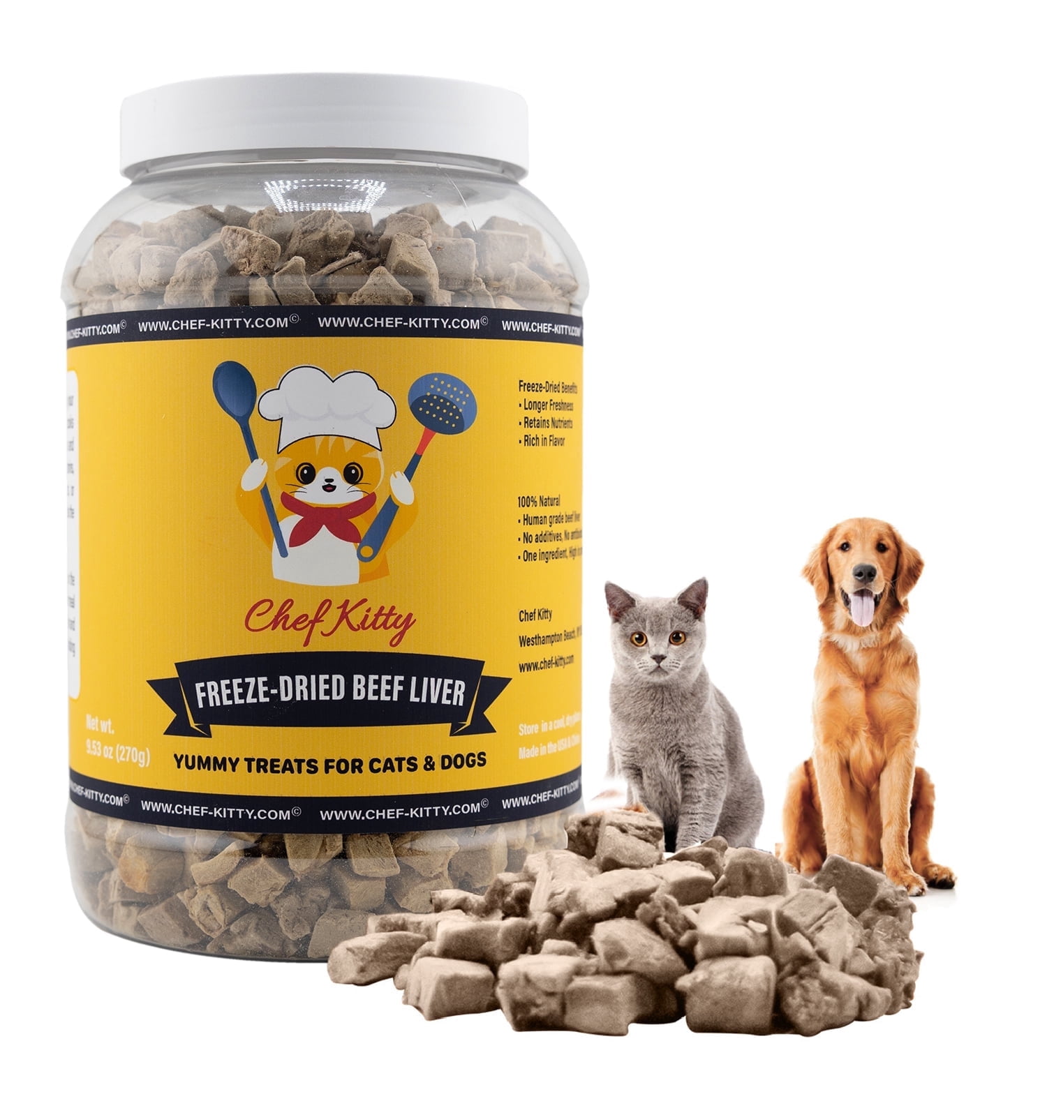 Chef Kitty Freeze-Dried Cat and Dog Treats, Human Grade Beef Liver - 9. ...