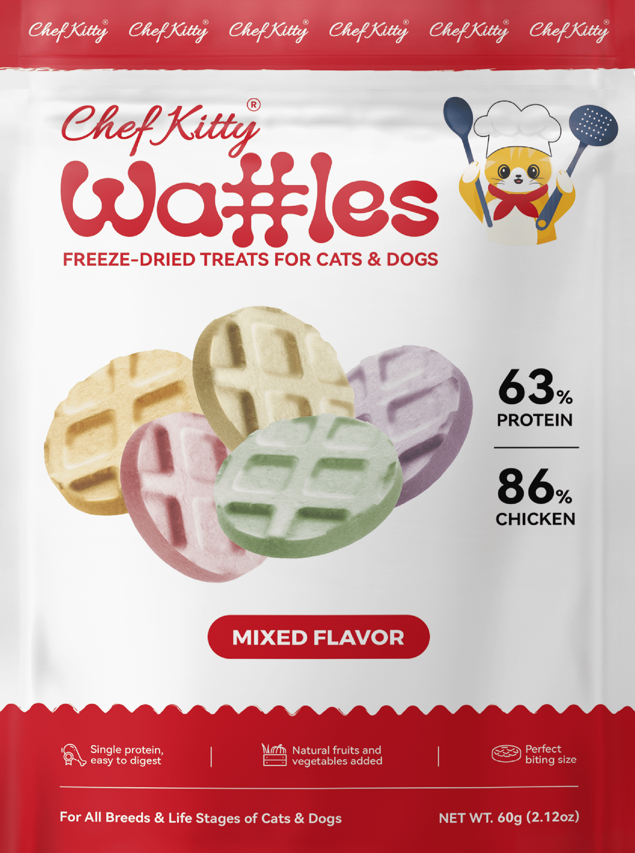 Chef Kitty - Freeze Dried Cat and Dog Waffle Treats - Variety Flavors - 2.1 Ounce - Walmart.com