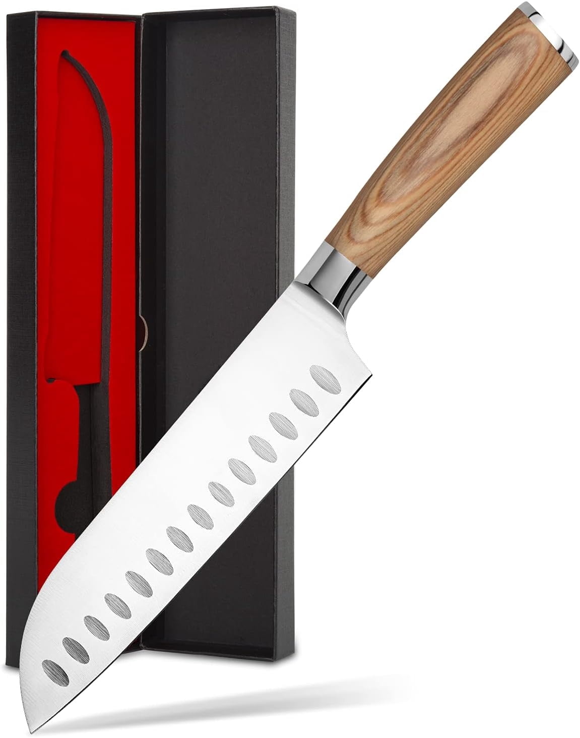 Chef Knife 7 Inch Kitchen Knife Ultra Sharp Santoku Knife - 7Cr17Mov ...