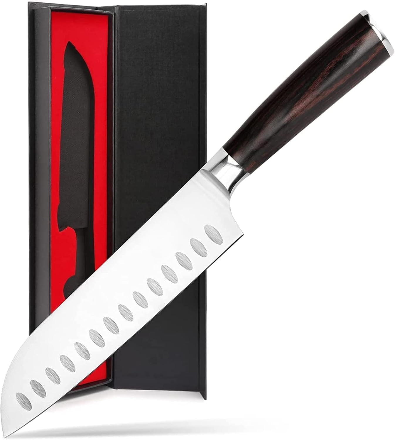 Chef Knife 7 Inch Kitchen Knife Ultra Sharp Santoku Knife - 7Cr17Mov Japanese Chefs Knife ...