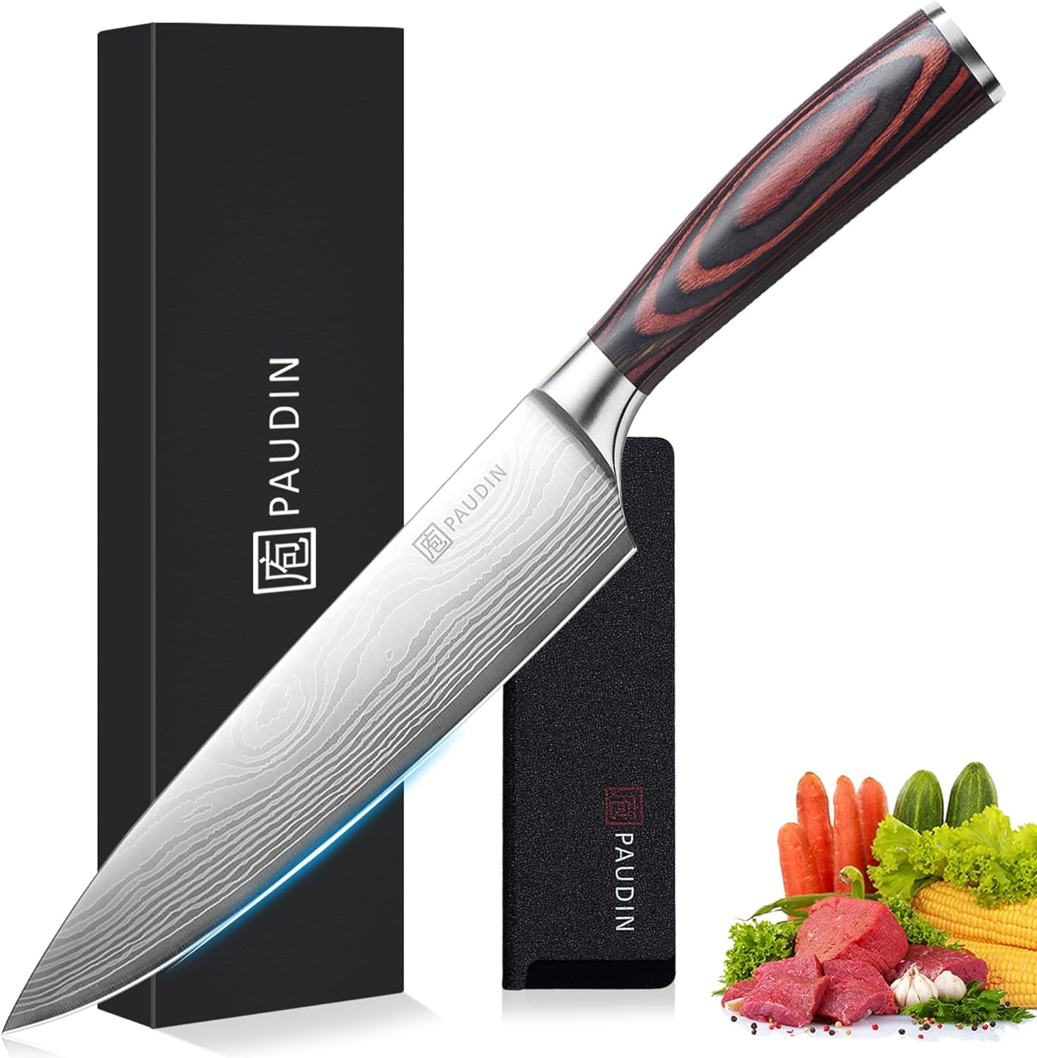 Chef Knife, 8 Inch High Carbon Stainless Steel Sharp Kitchen Knife with ...
