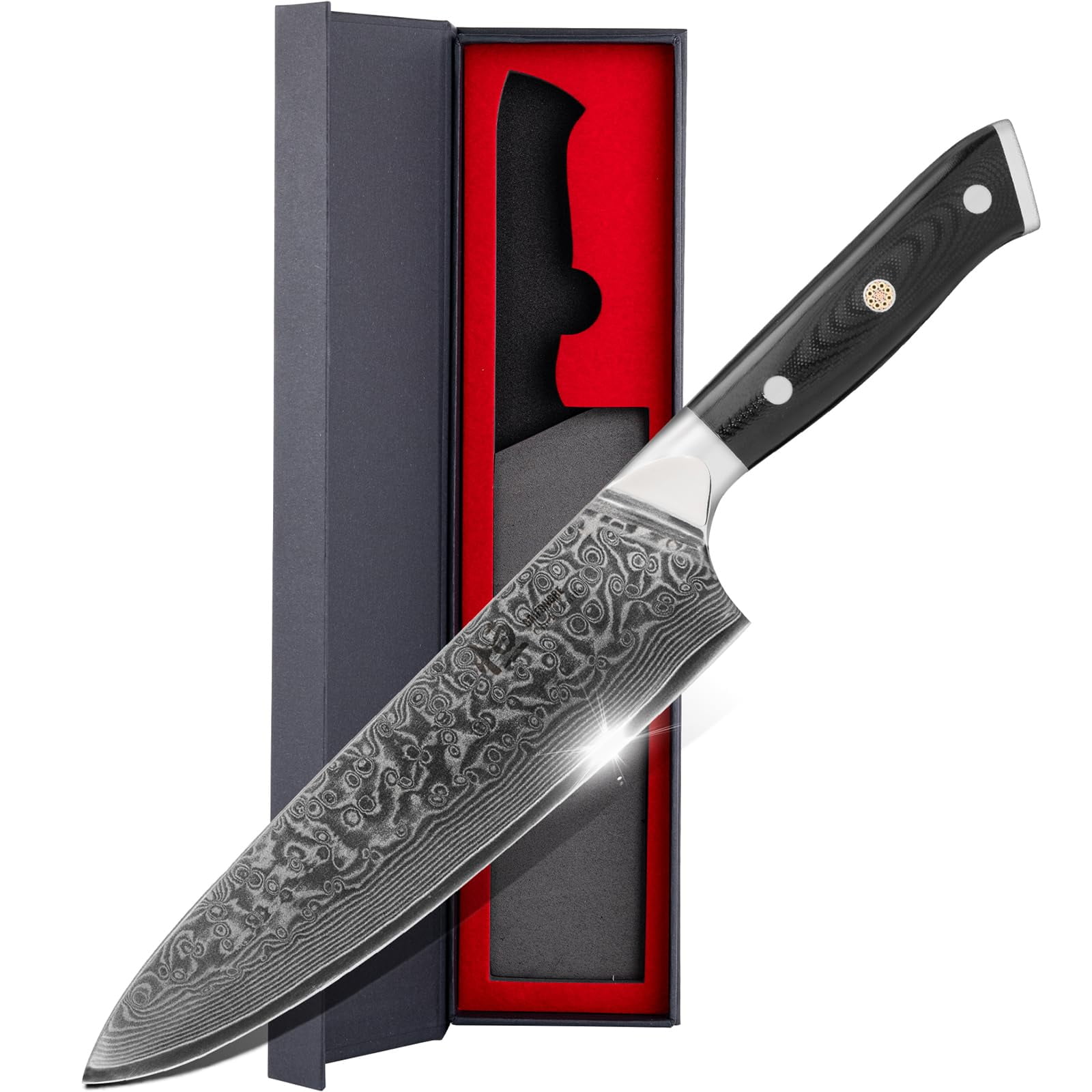 Chef Knife 8 Inch Japanese Steel Damascus Kitchen Knife, VG-10 Damascus ...