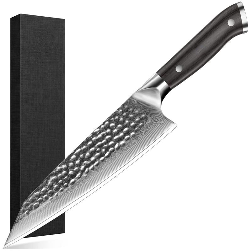 Chef Knife, 8 inch with Japanese VG-10 Steel Core Wooden, Ultra-Sharp ...