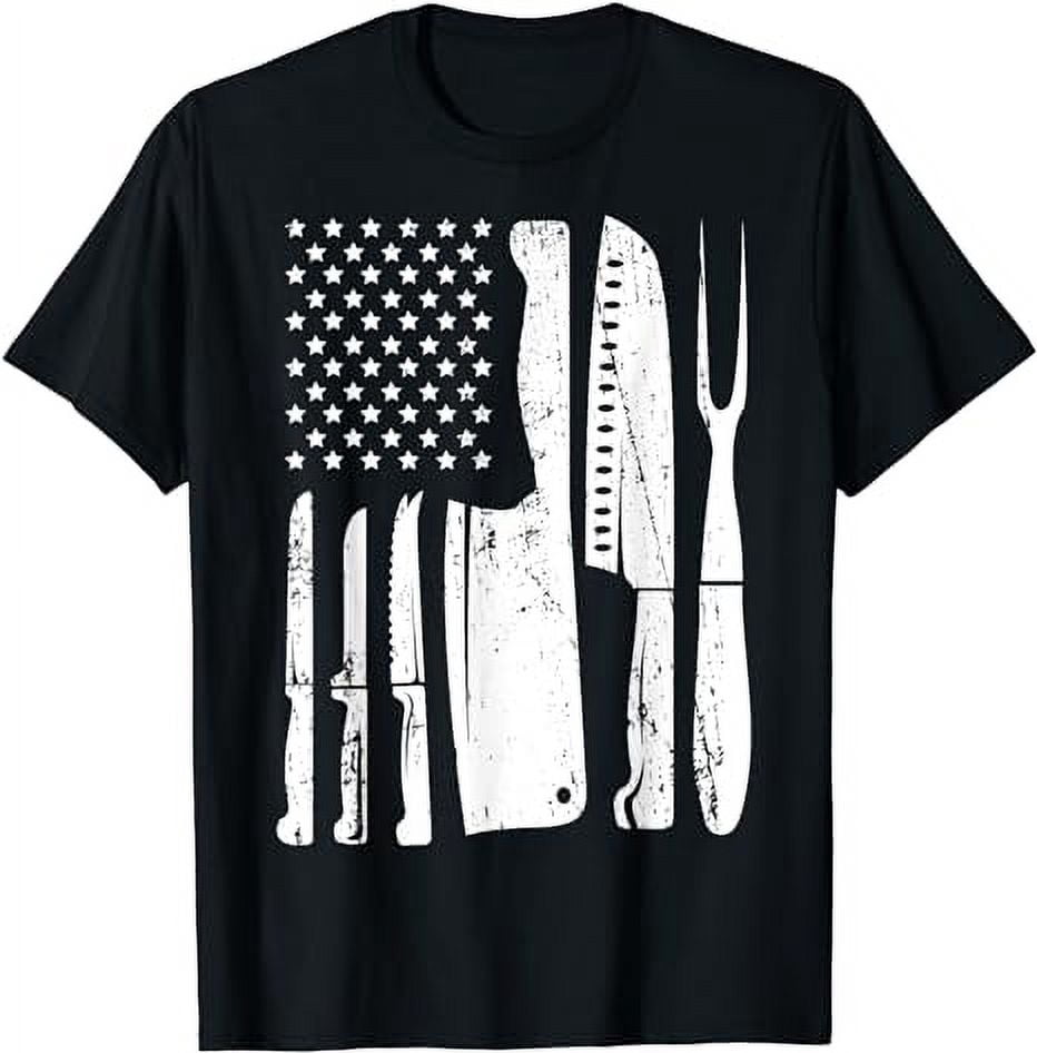 Chef Knife American Flag Head Cook USA Patriotic Cooking T-Shirt ...