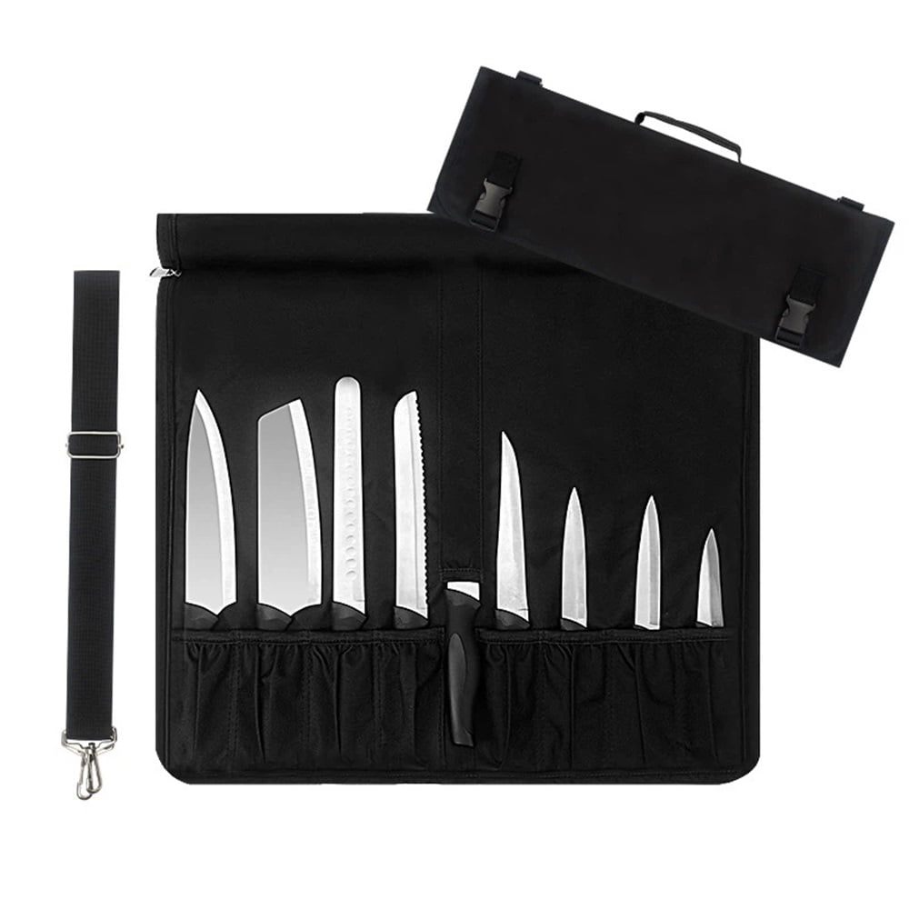 Chef Knife Roll Bag with Carry Handle and Shoulder Strap, Large ...
