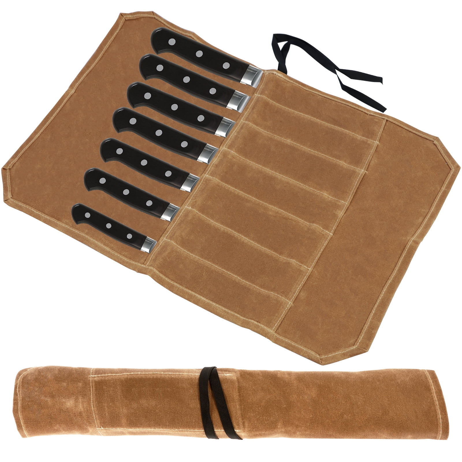 Chef Knife Roll Bag,Knife Storage Pouch Roll Bag,Waxed Canvas Knife ...