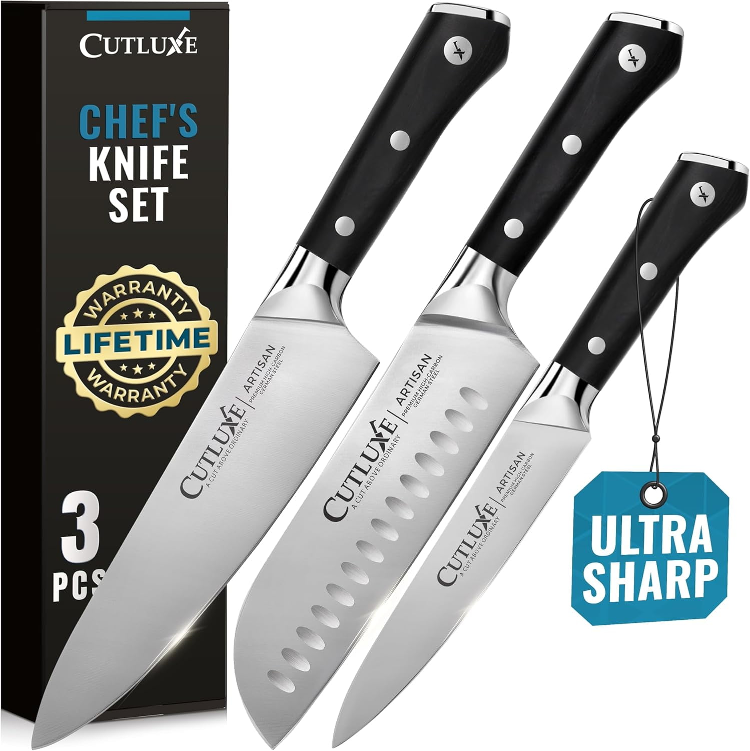 Chef Knife Set 3 PCS Professional Chef's Knife Set – Razor Sharp German ...