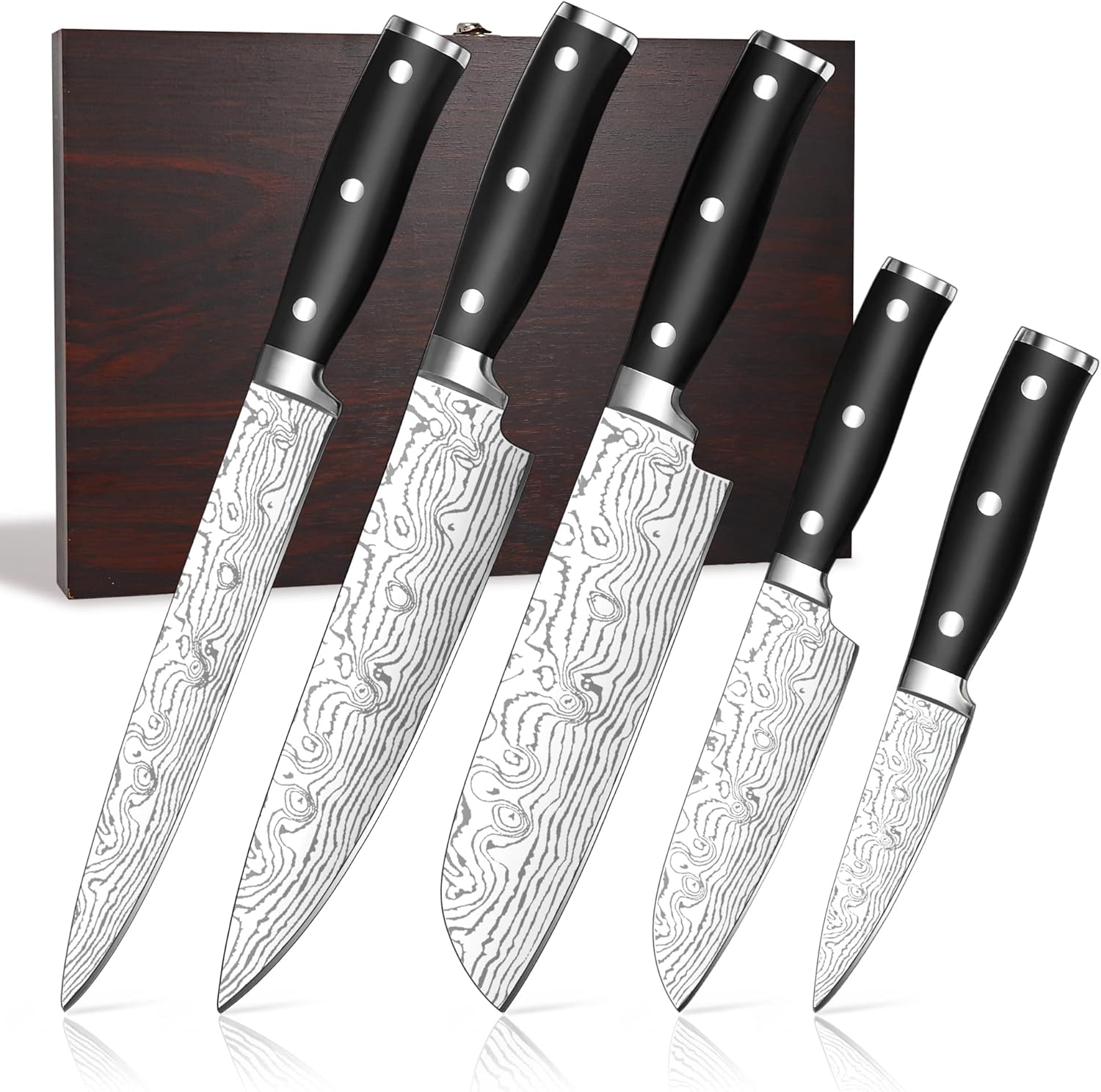 Chef Knife Set, 5-Piece Stainless Steel Kichen Knife Set Utensil Set ...