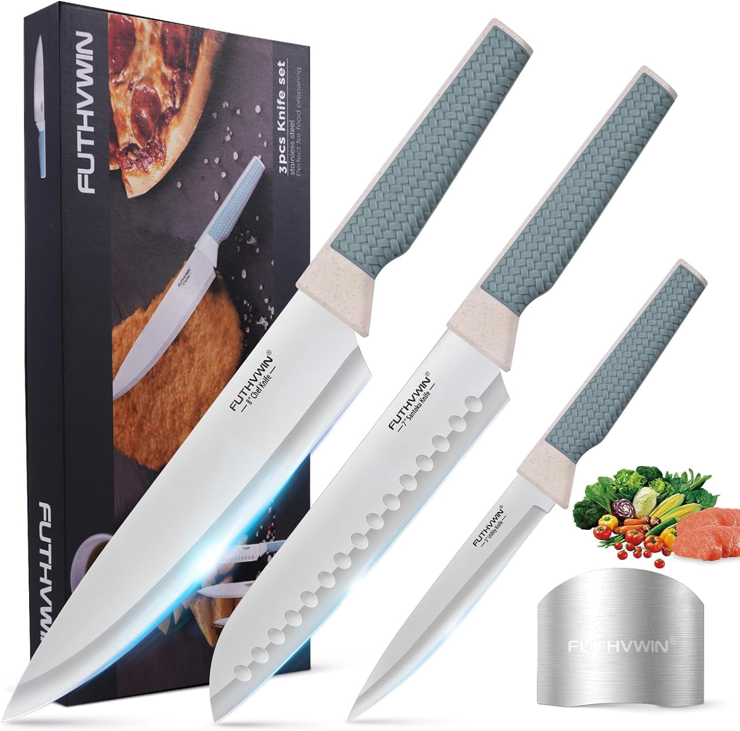 Chef Knife Ultra Sharp Kitchen Knife Set 3-Piece, Premium German 1.4116 ...