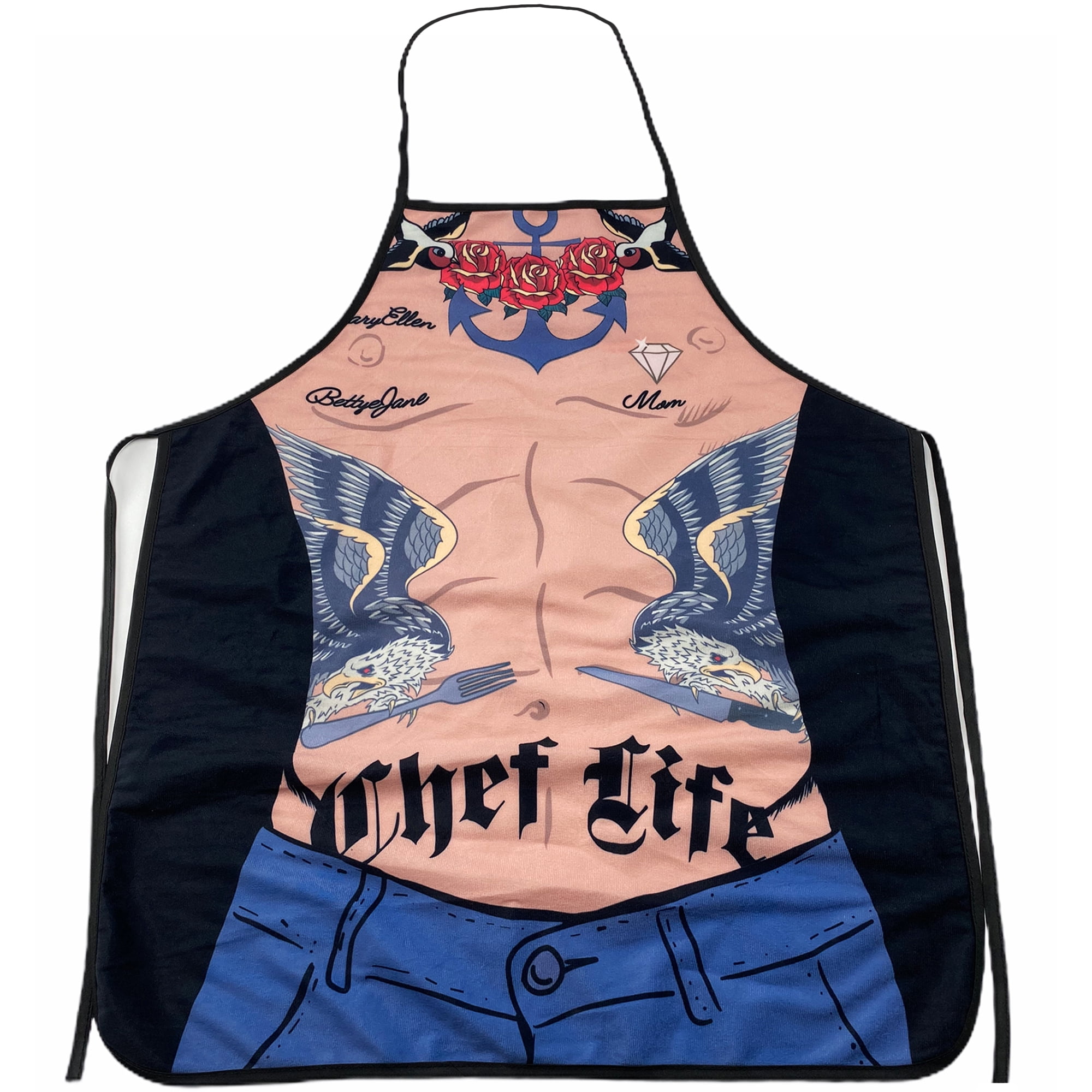 Chef Life Funny Tattoo Body Graphic Novelty Kitchen Smock - Walmart.com