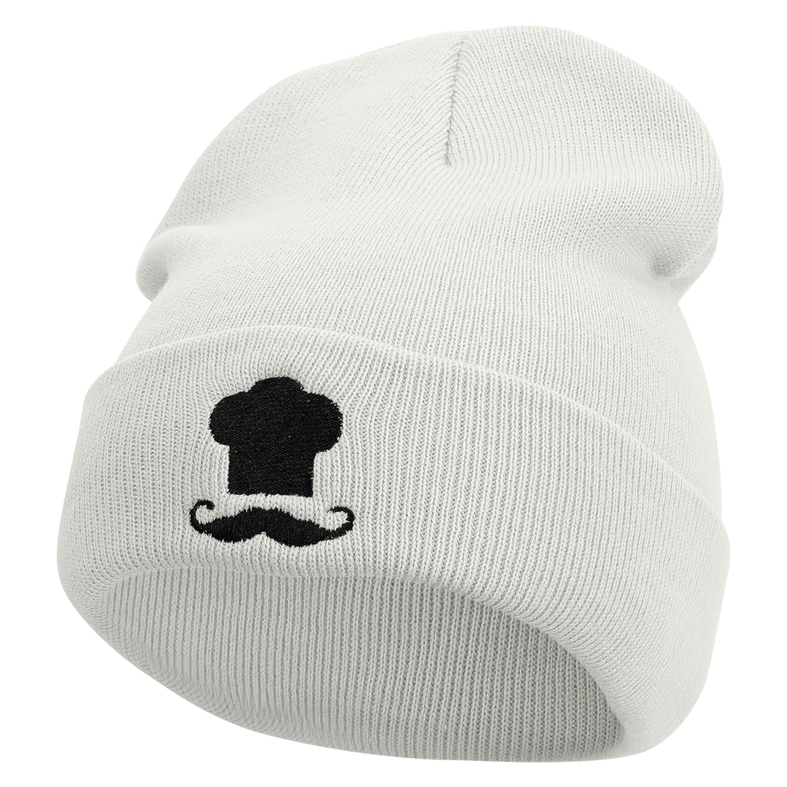 Chef Logo Embroidered 12 Inch Long Knitted Beanie - White OSFM ...