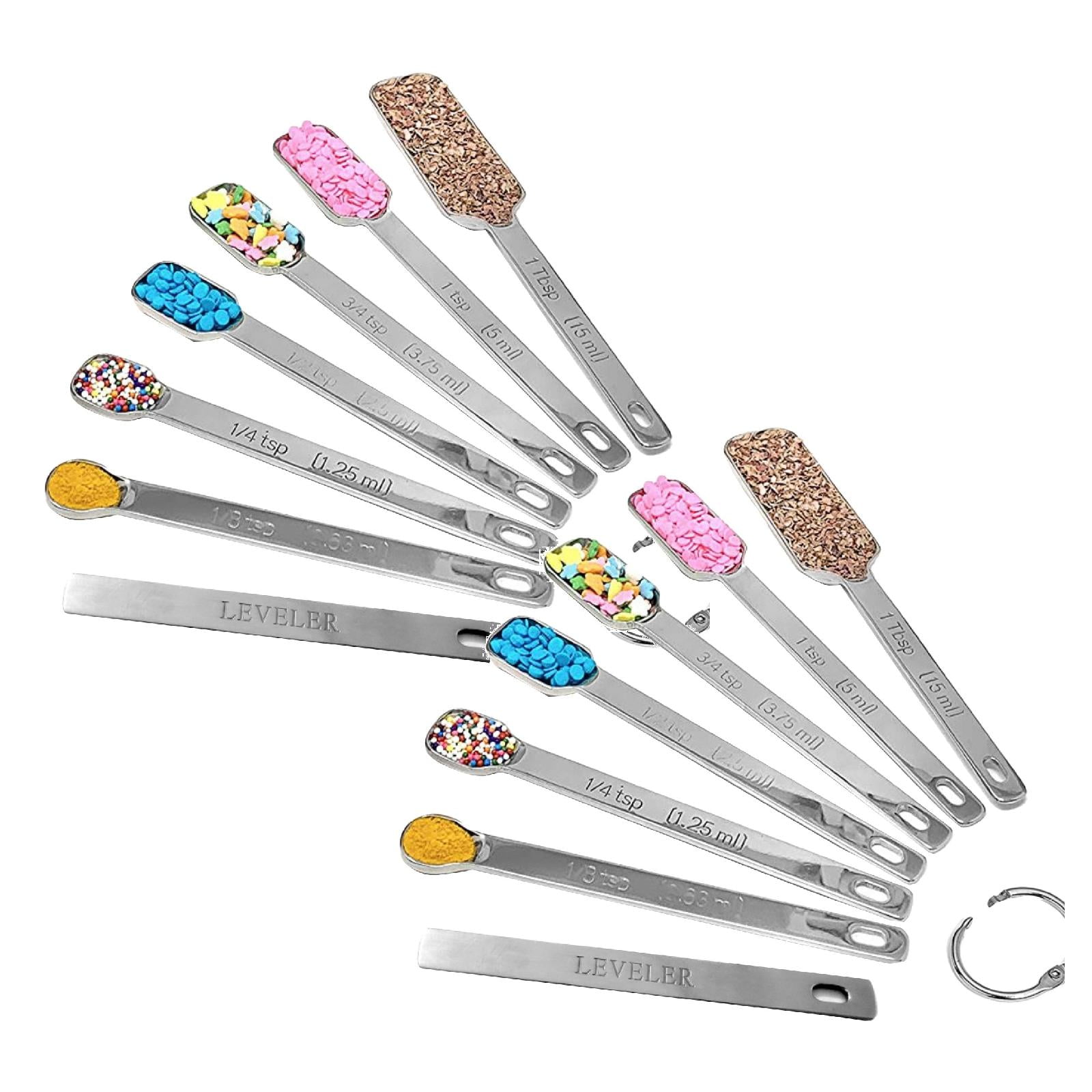 Chef Measuring Spoons Set 7 Pieces Heavy Duty Stainless Steel Narrow ...