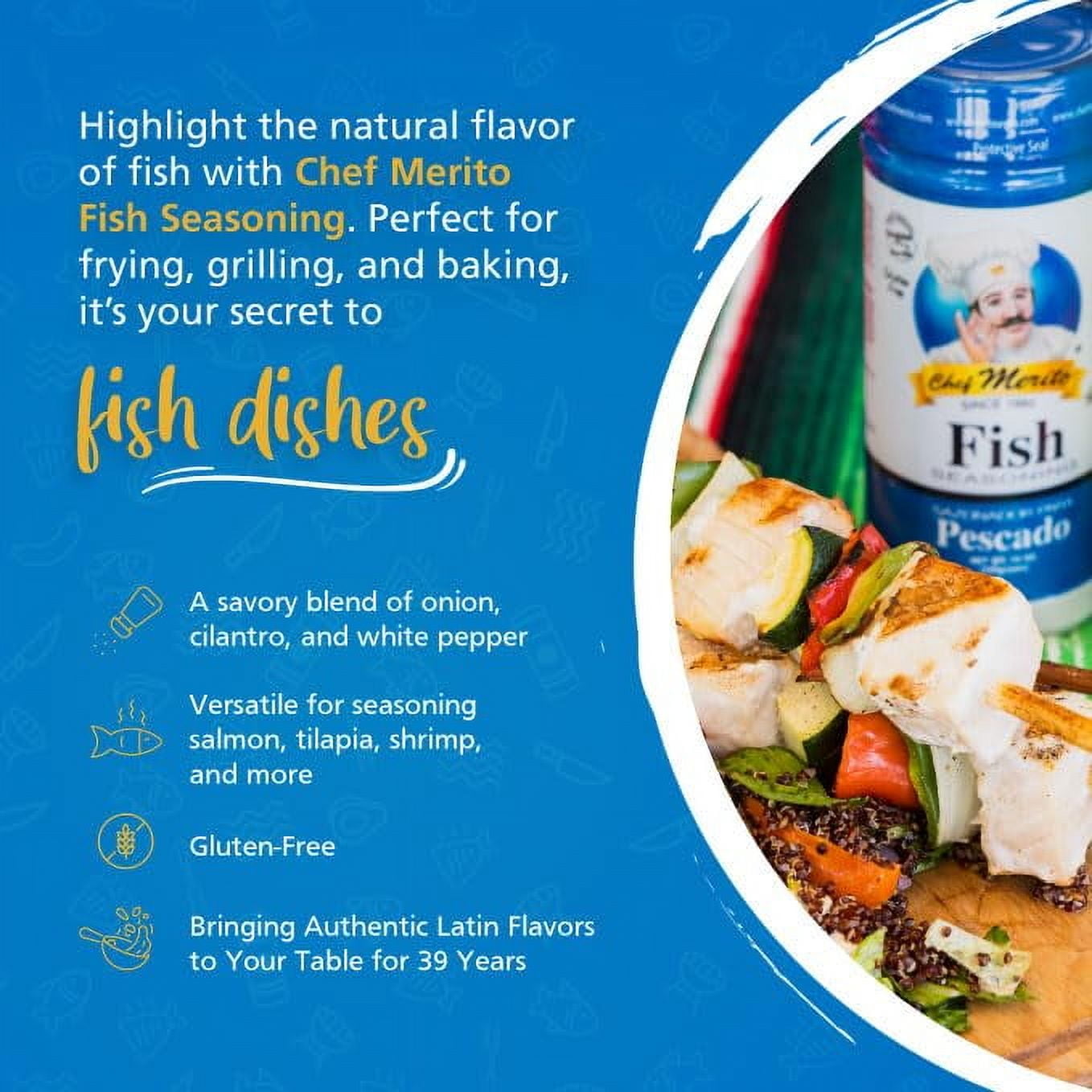 Chef Merito | AJH3 Fish Seasoning | 14 Ounces | Pack of One | Large ...