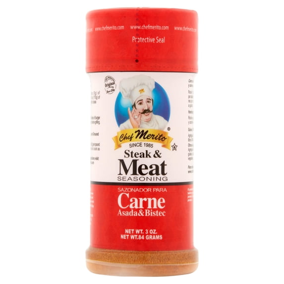 Chef Merito Original Steak & Meat Seasoning, Cooking Spices, 3 oz ...