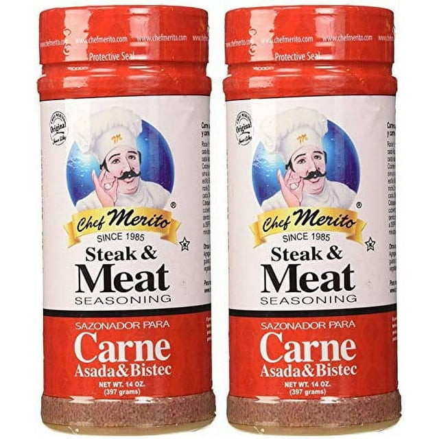 Chef Merito Steak & Meat Seasoning Powder Carne Asada & Bistec 14 oz ...