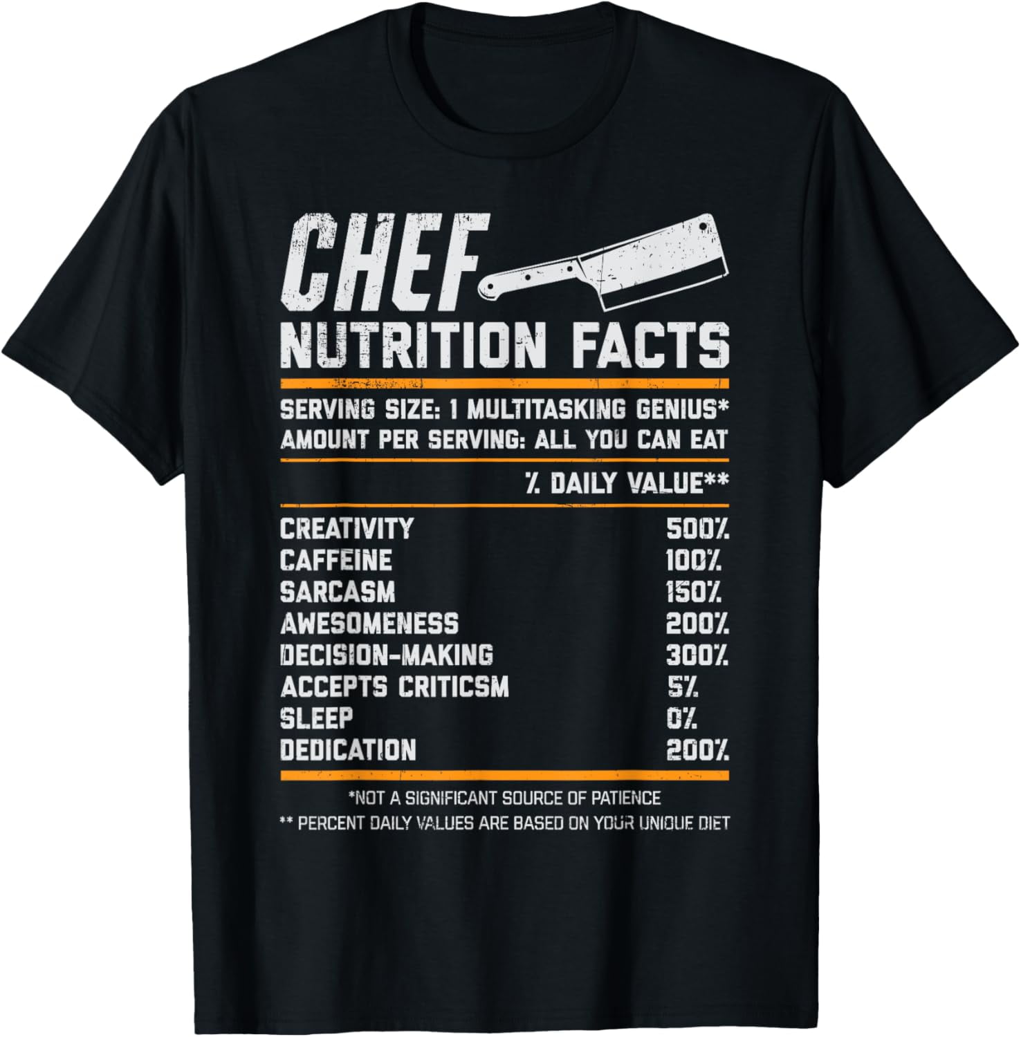 Chef Nutrition Facts Funny Cook Men Women Vintage Cooking T-Shirt ...