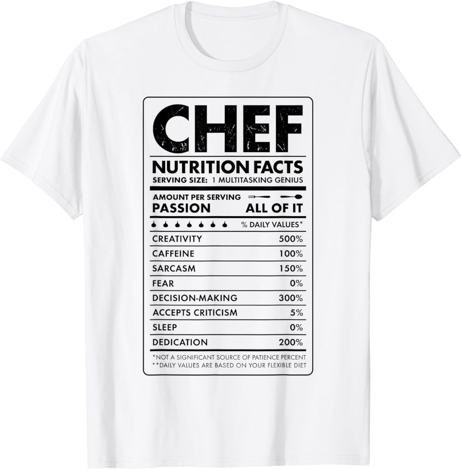 Chef Nutrition Facts Funny Cook Men Women Vintage Cooking T-Shirt ...