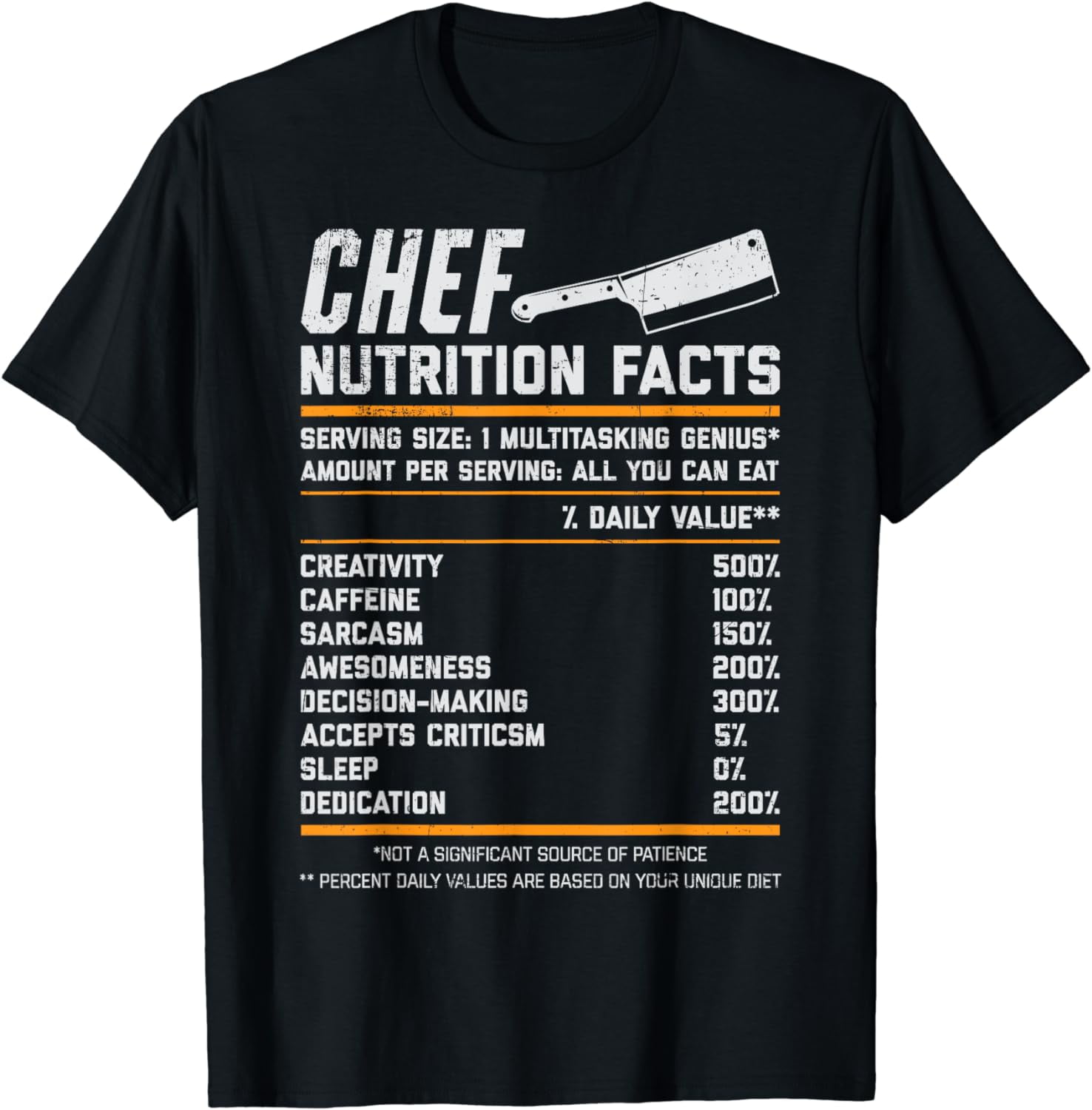 Chef Nutrition Facts Funny Cook Men Women Vintage Cooking T-Shirt ...