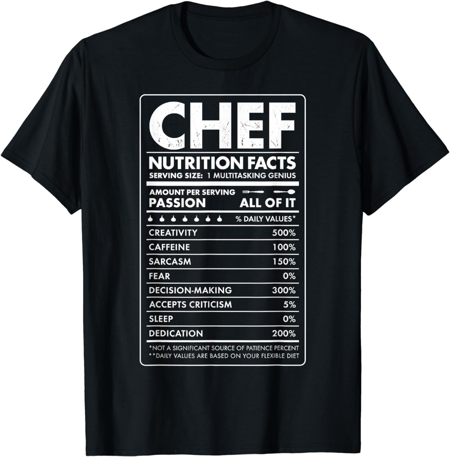 Chef Nutrition Facts Funny Cook Men Women Vintage Cooking T-Shirt ...