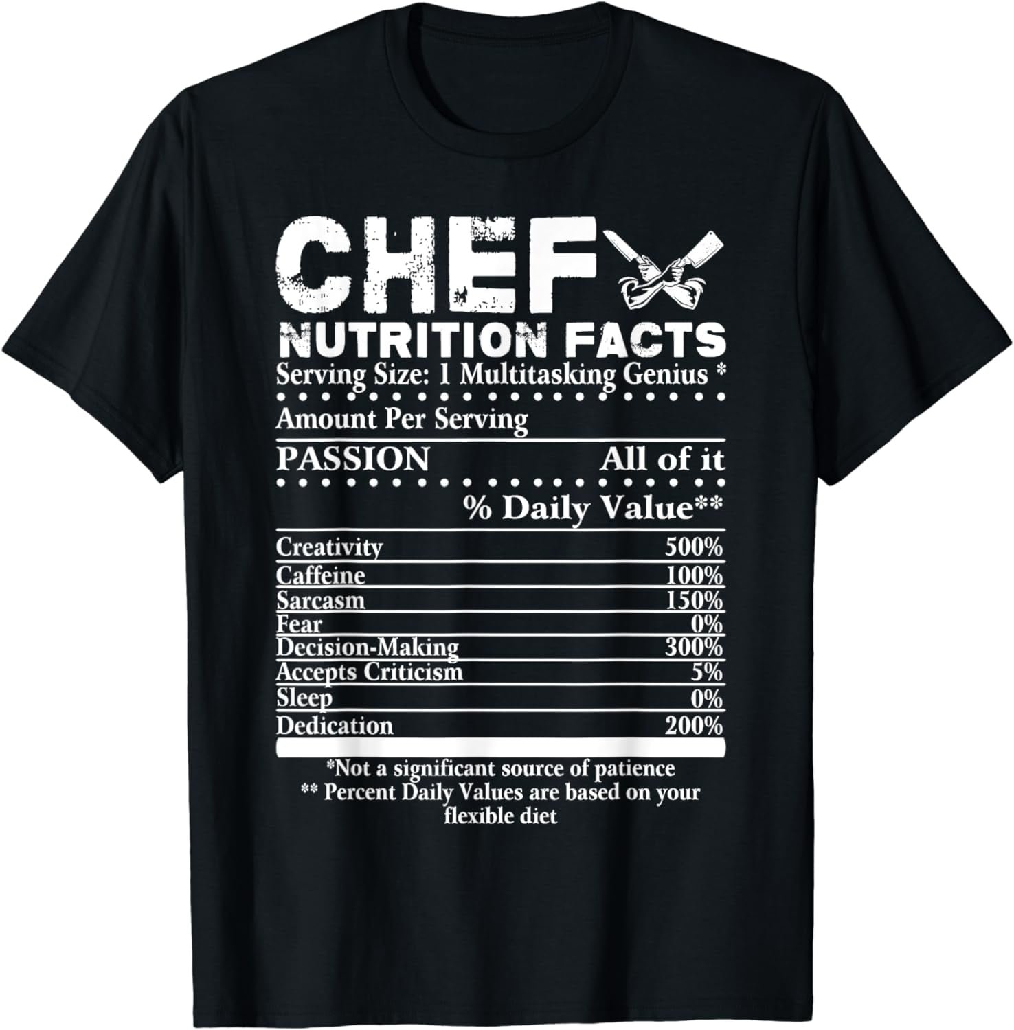 Chef Nutrition Facts T-Shirt Cool Chef Tee Gift For Chefs T-Shirt ...