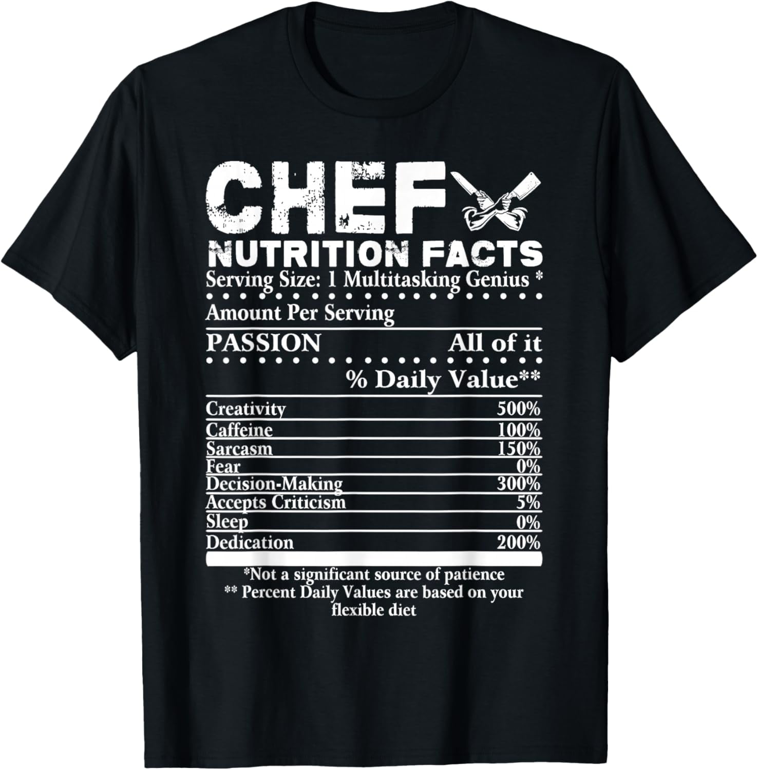 Chef Nutrition Facts T-Shirt Cool Chef Tee Gift For Chefs T-Shirt ...