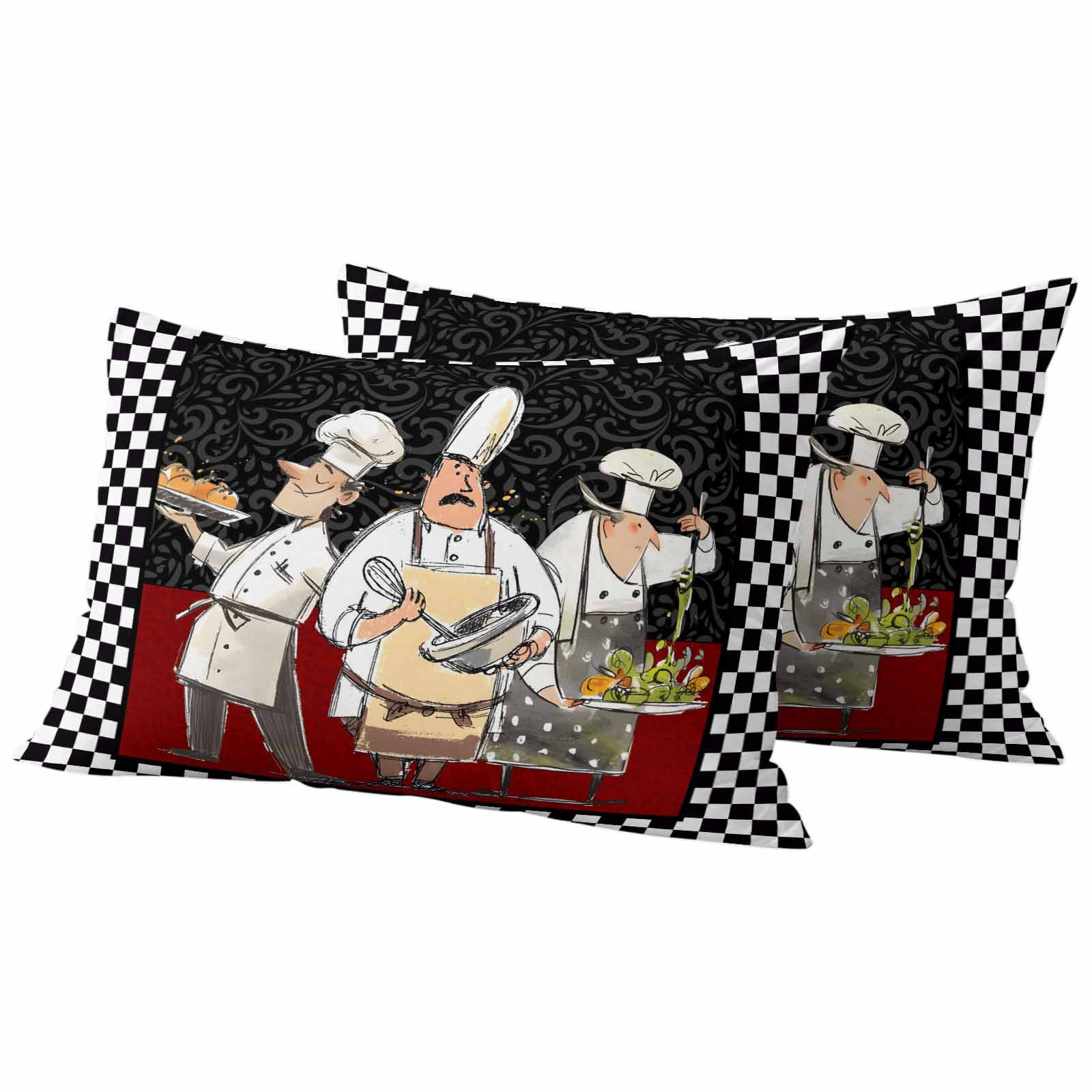 Chef Outdoor Waterproof Pillow Covers, Cartoon Cute Watercolor Cooking ...