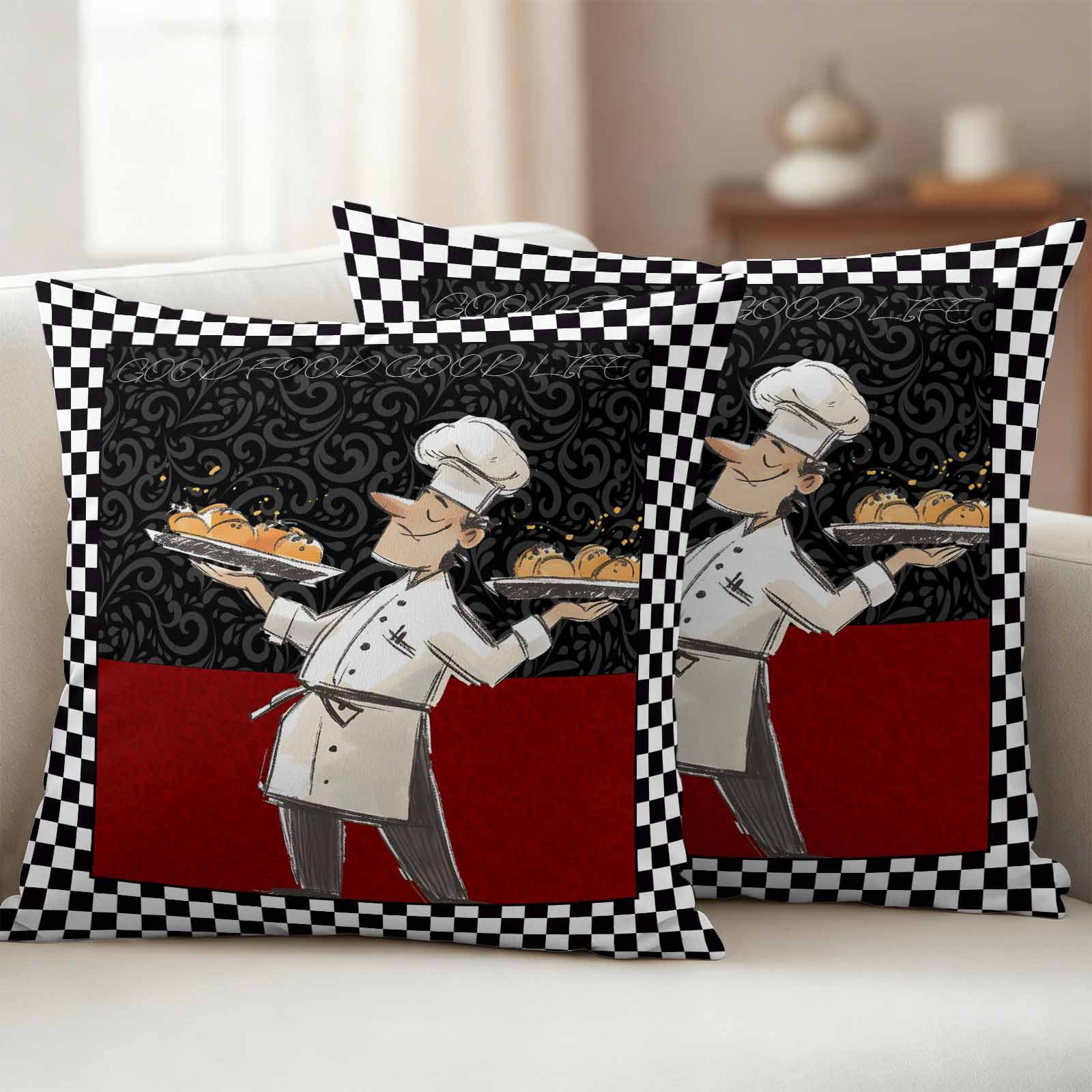 Chef Outdoor Waterproof Throw Pillow Covers 20x20 Set of 2, Cartoon ...
