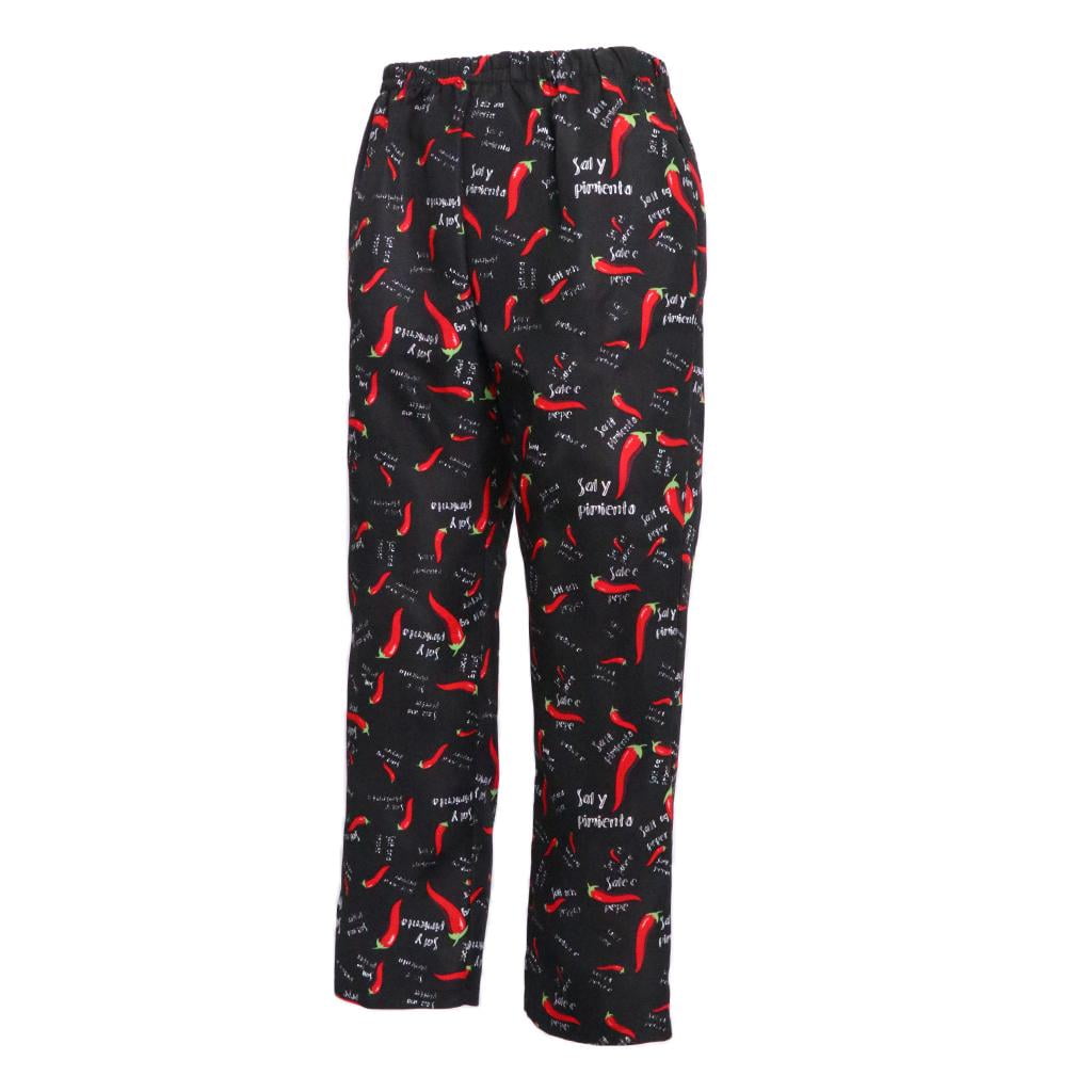 Chef Pants Restaurant Elastic Work Chilli Print Chilli Print - Walmart.com