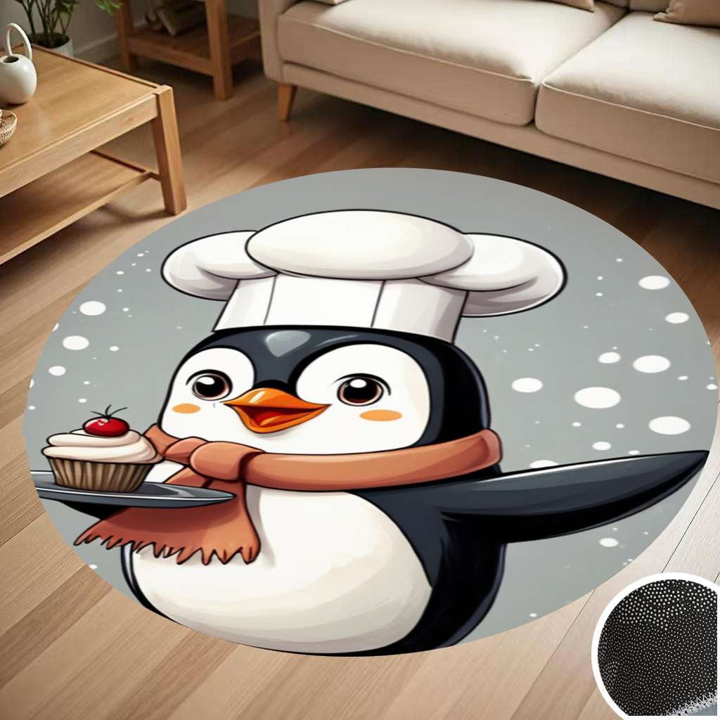 Chef Penguin Cupcake Round Carpet Living Room Bedroom Home Decoration ...
