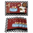 Chef Placemats Set of 2,Cotton Linen Fabric Place Mats,Cartoon Red Food ...