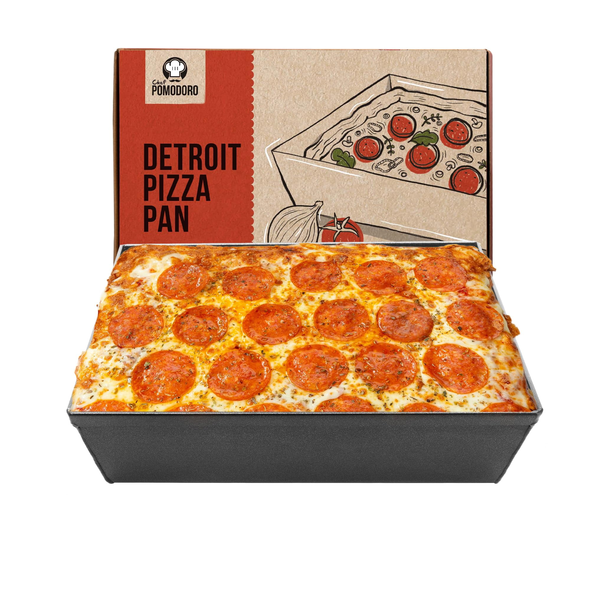 Chef Pomodoro Authentic Deep Dish Pizza Pan, Detroit Style Pizza Pan 8 ...