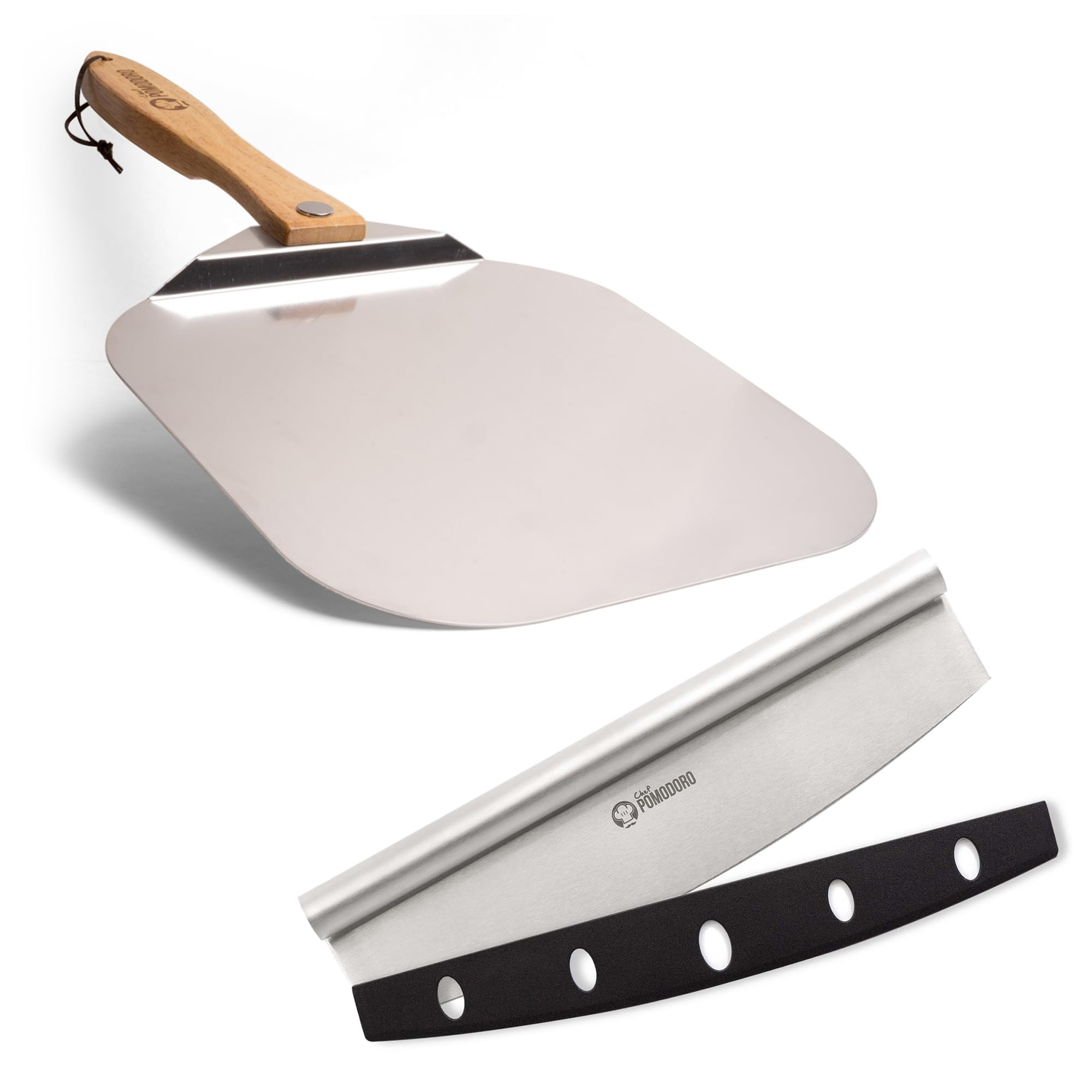 Chef Pomodoro Pizza Peel 12x14" & 14" Stainless Steel Pizza Rocker ...