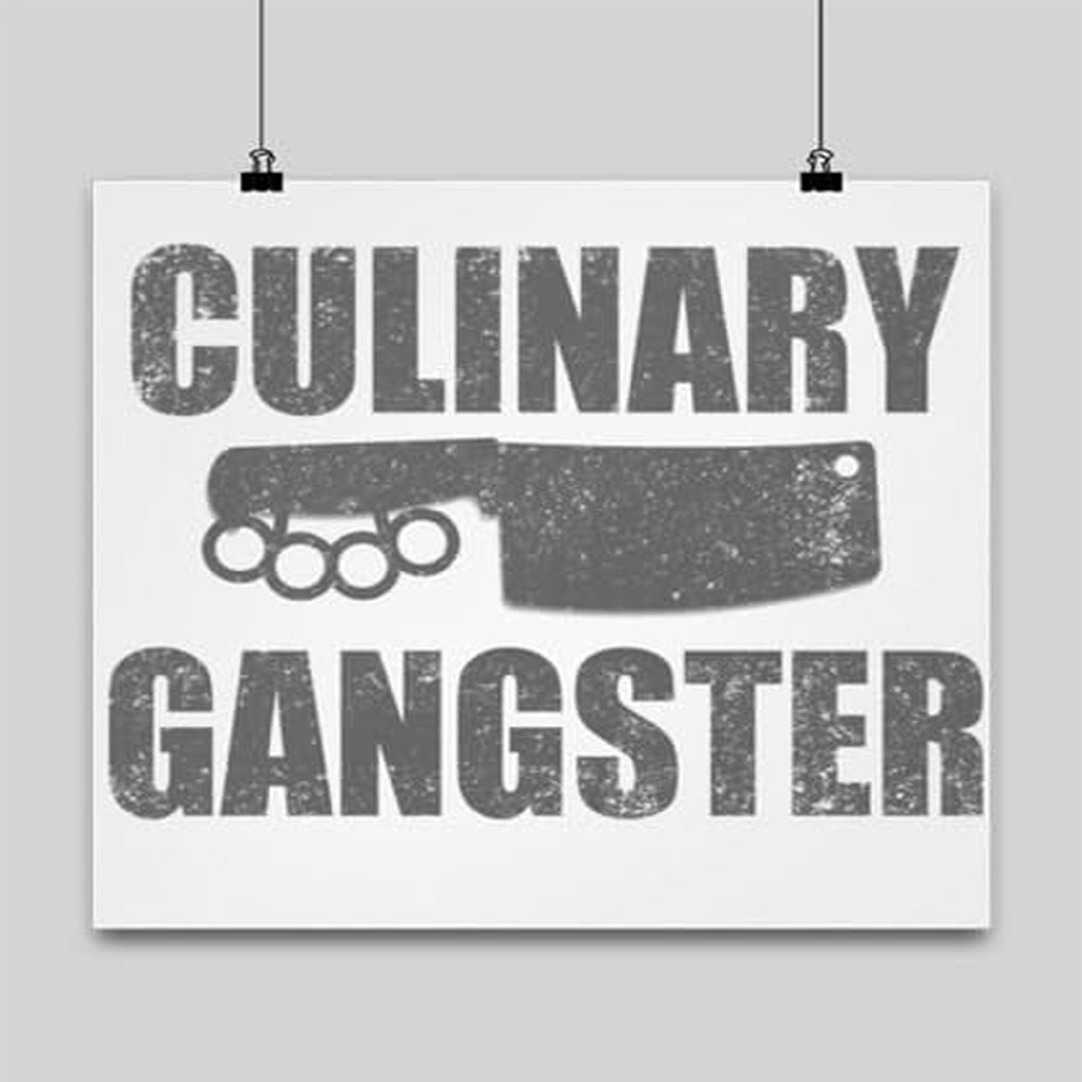 Chef Poster, Culinary Gangster, Cook Wall Art Gift, White 13x13in ...