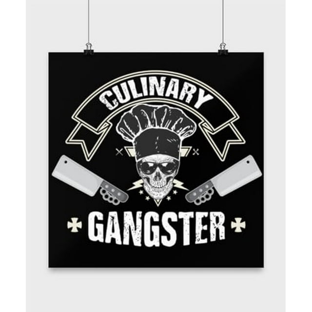 Chef Poster, Culinary Gangster Design, Cook Wall Art Gift, Black ...