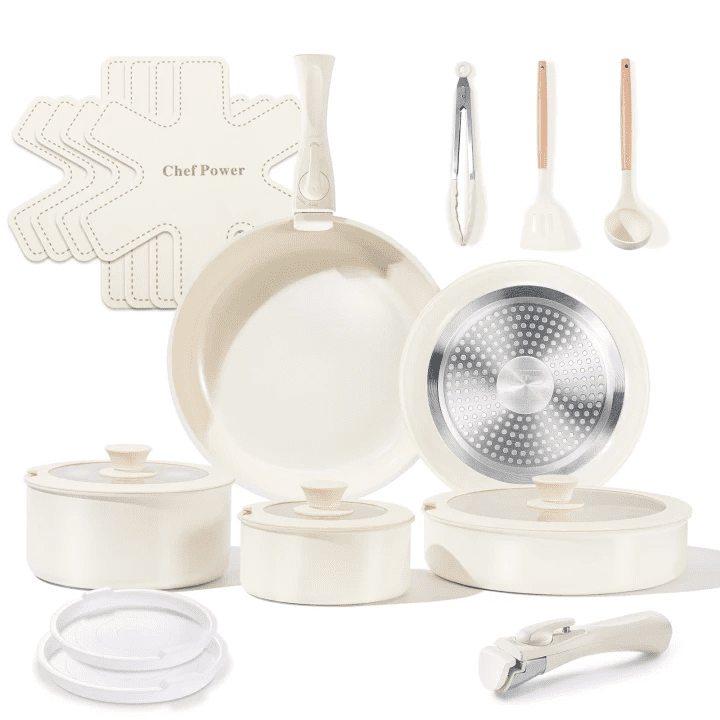 Chef Power 19pcs Pots and Pans Set, Nonstick Cookware Set, Ceramic Pan ...