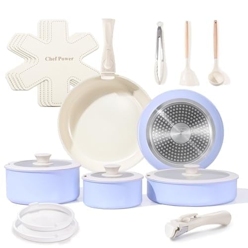 Chef Power 19pcs Pots and Pans Set, Nonstick Cookware Set, Ceramic Pan ...