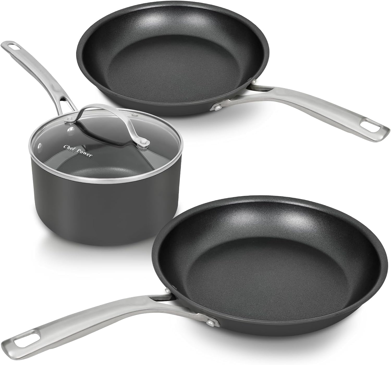 Chef Power 4 Pcs Pots and Pans Set, Hard Anodized Cookware Set ...