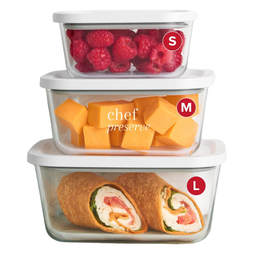 Chef Preserve Glass Vacuum Seal Containers for Food Storage, Made For ...