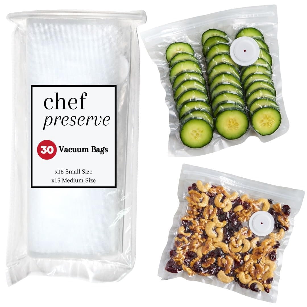 Chef Preserve Reusable Vacuum Sealer Bags for Food – 30 BPA-Free Food ...