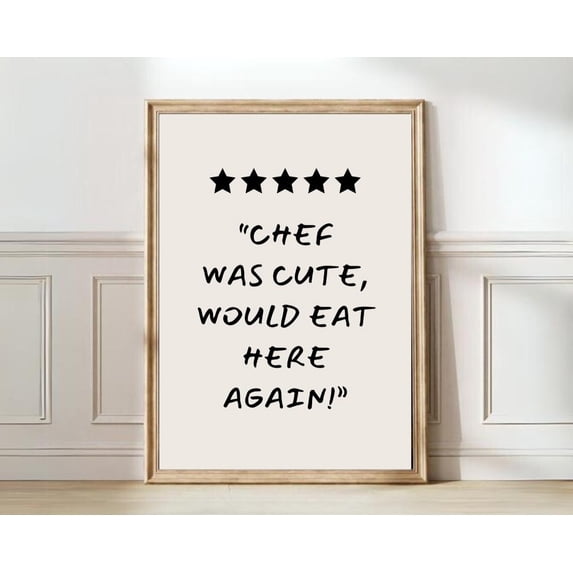Chef Rating Review Kitchen Dining Room Typography Wall Art, Unframed ...