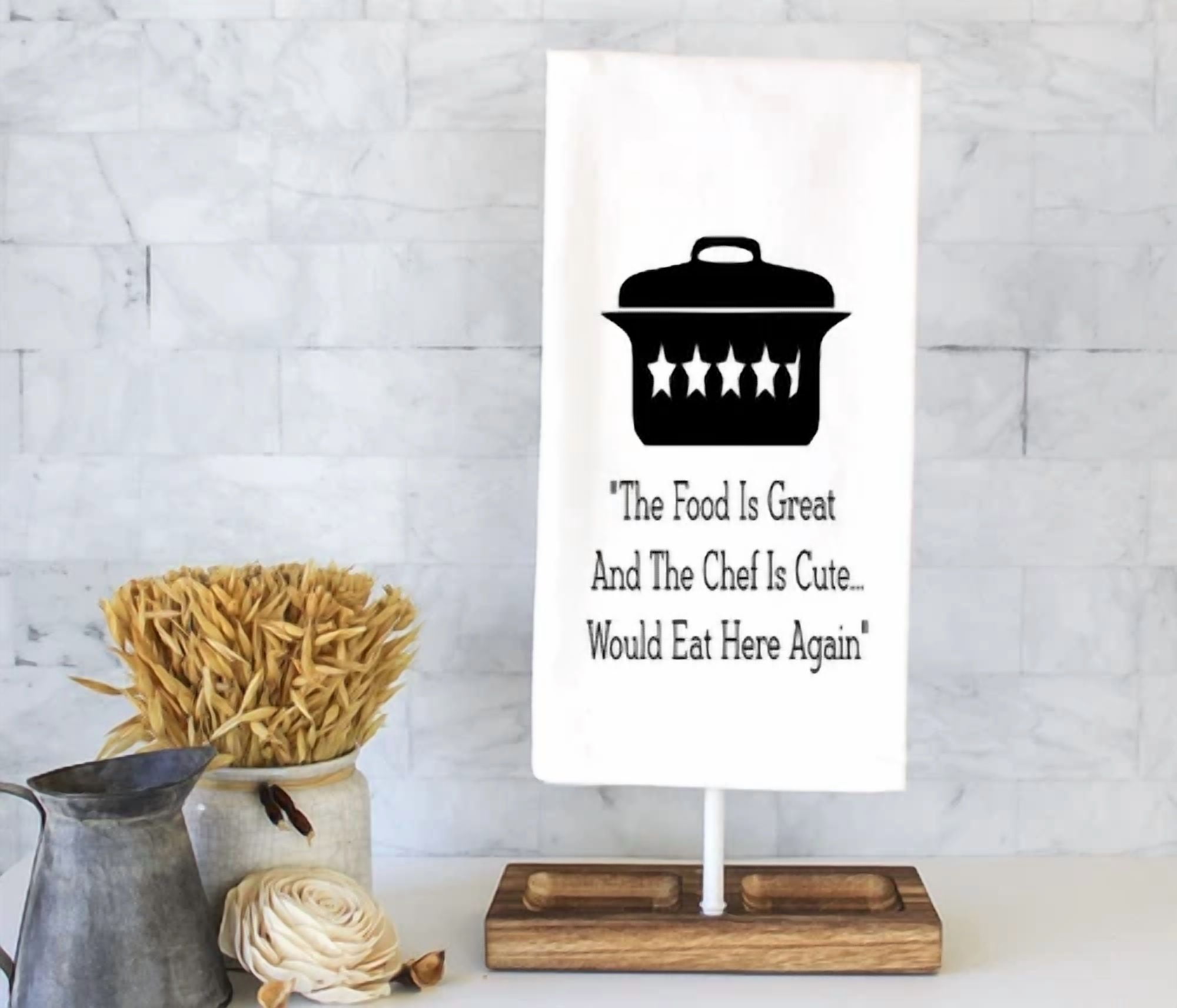 Chef Rating Would Eat Here Again Kitchen Trifolded Flour Sack Tea Towel ...