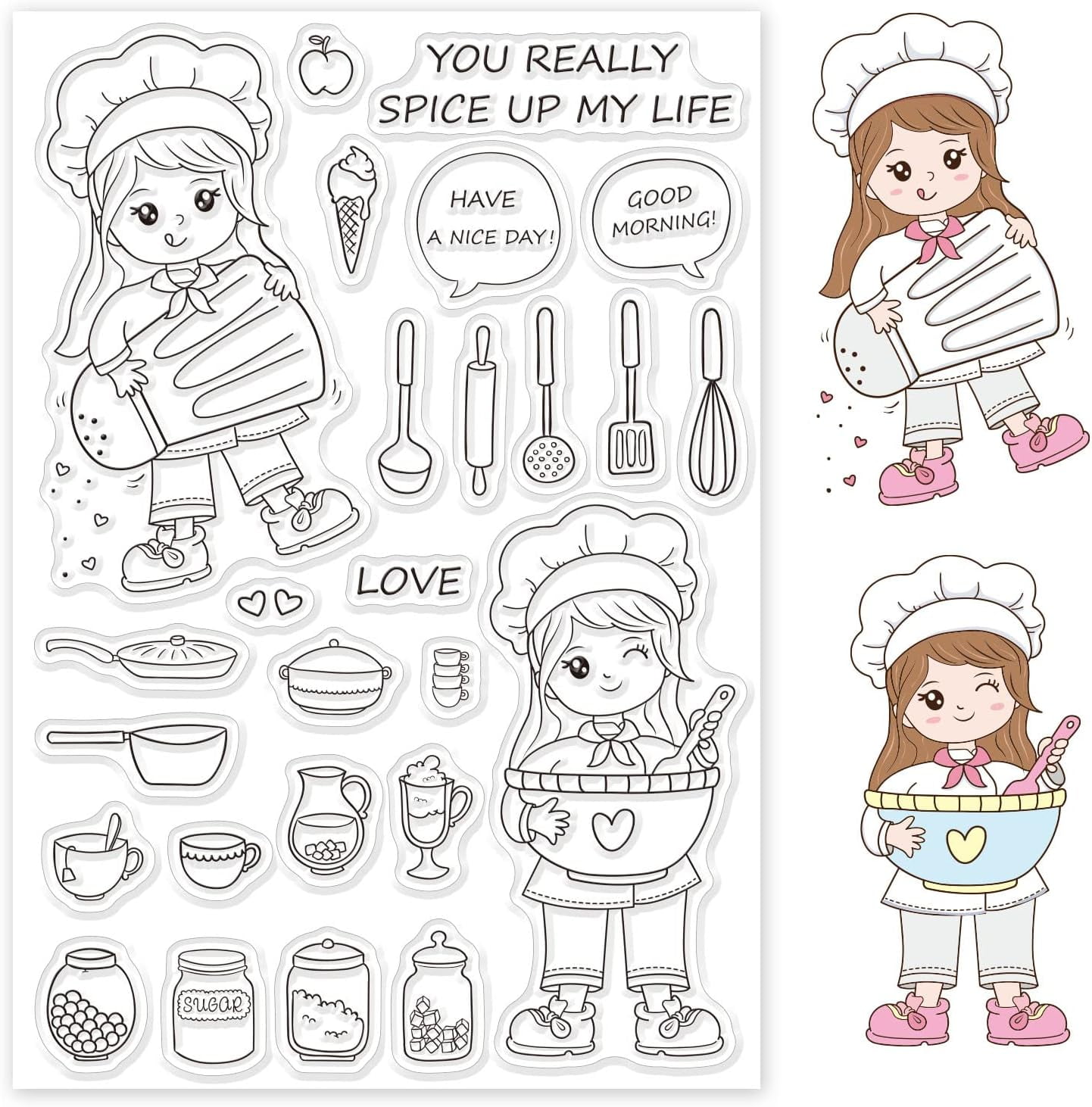 Chef and Recipes Silicone Clear Stamps Transparent Stamps for Birthday ...