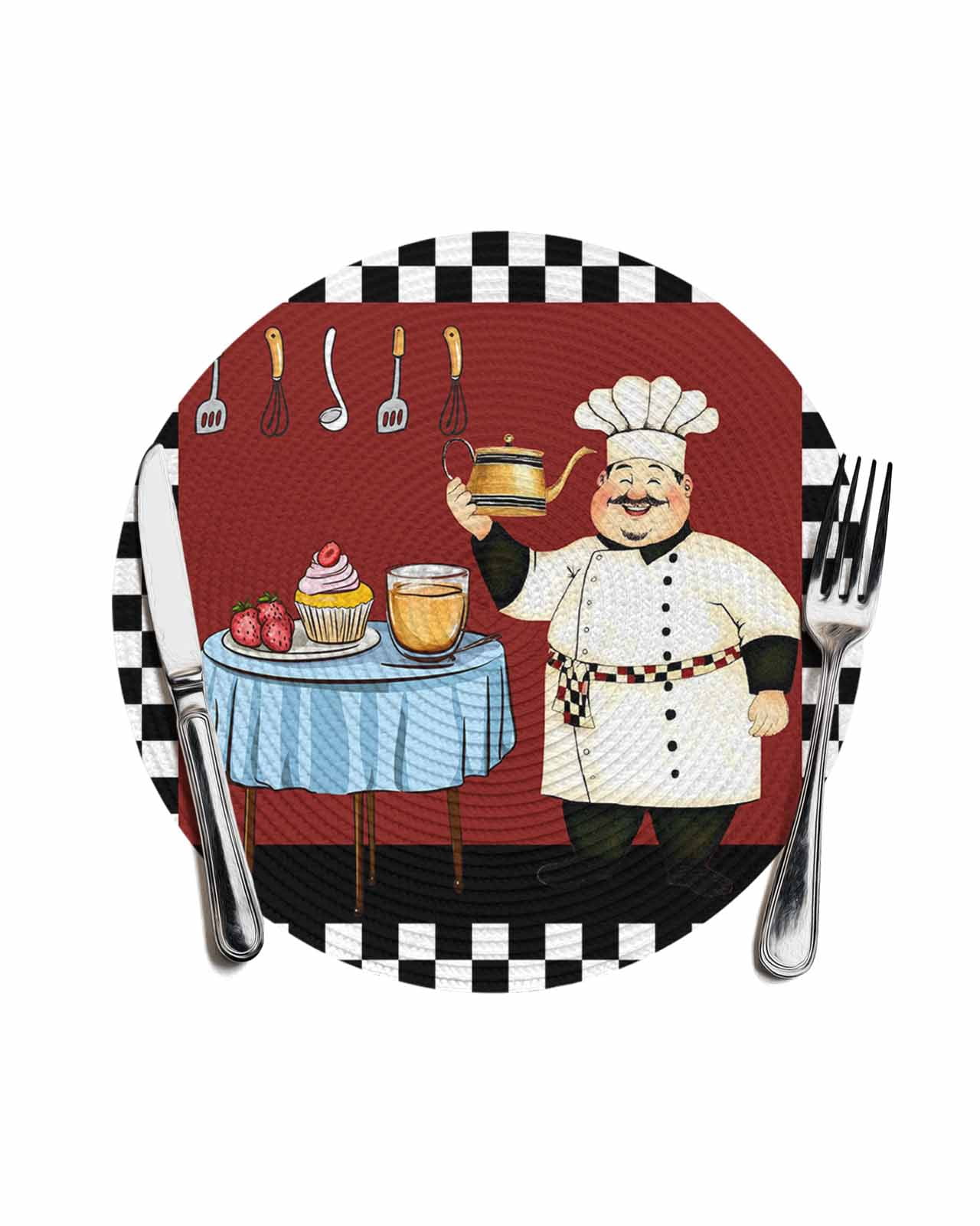 Chef Round Placemats for Dinning Tables,Heat-proof Braided Table Mats ...