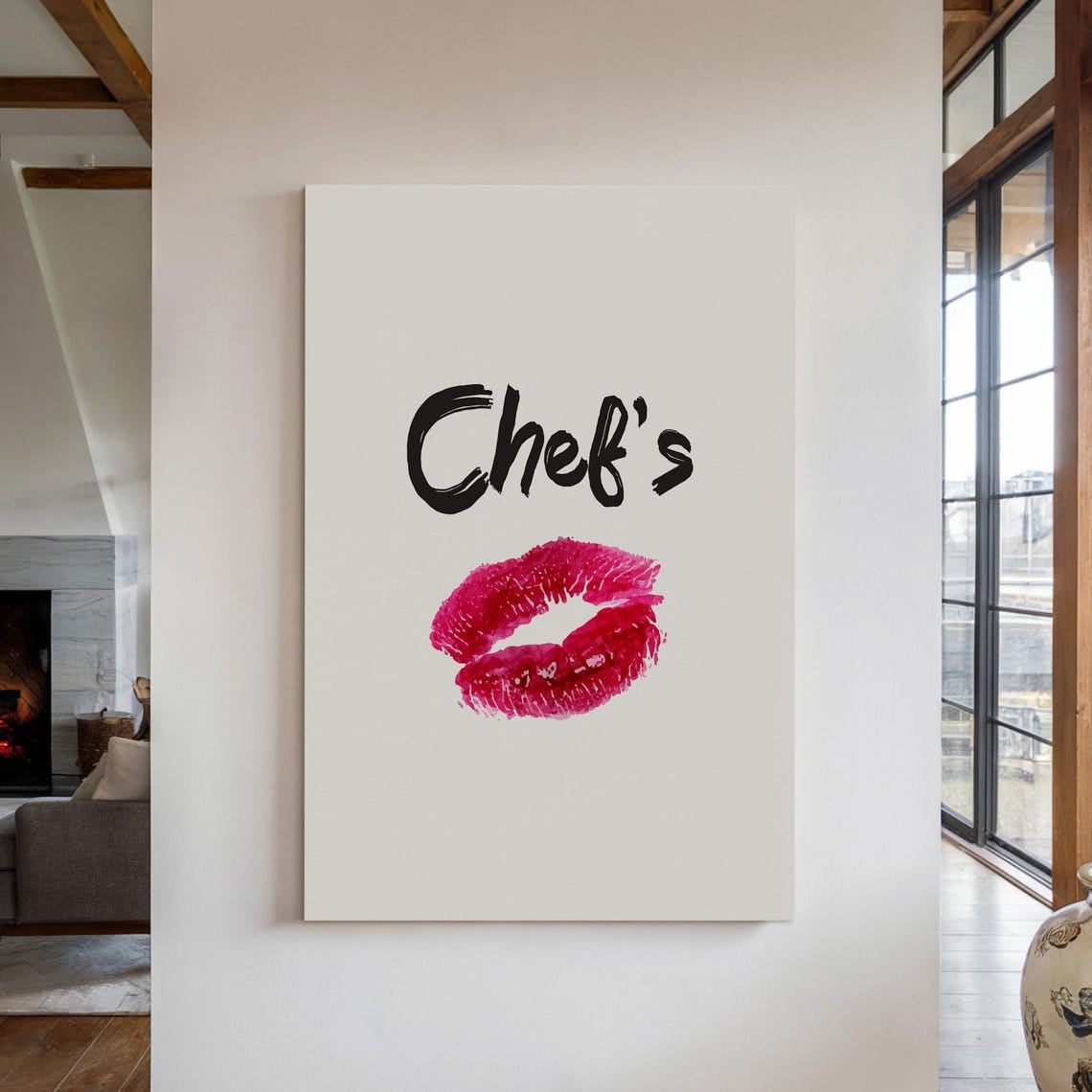 Chef’S Kiss Wall Art Print – Bold Lipstick Kiss Kitchen Poster, Funny ...