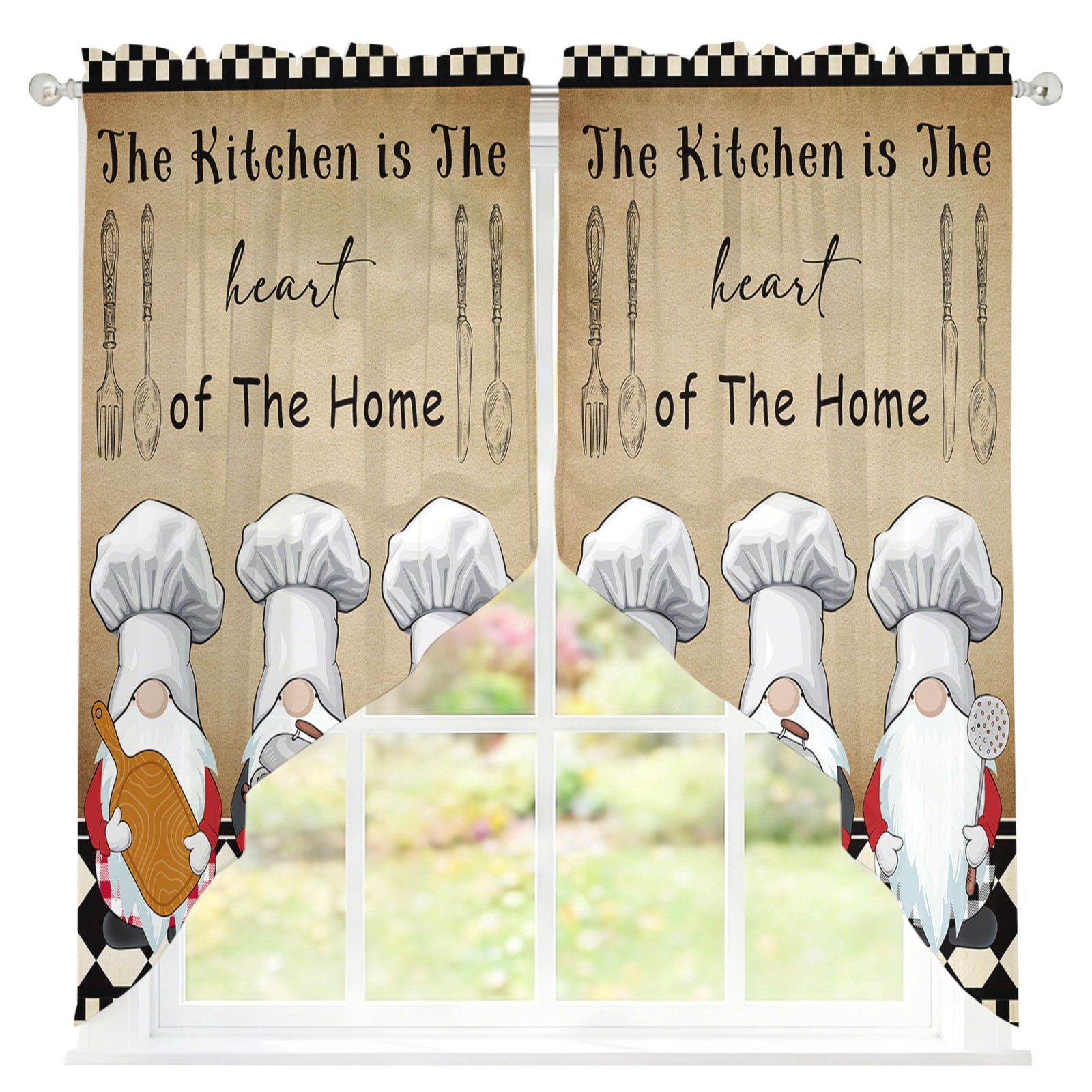The Chef Sheer Curtains Swag Valances for Windows Gnome Kitchen Retro ...