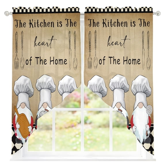 The Chef Sheer Curtains Swag Valances for Windows Gnome Kitchen Retro ...