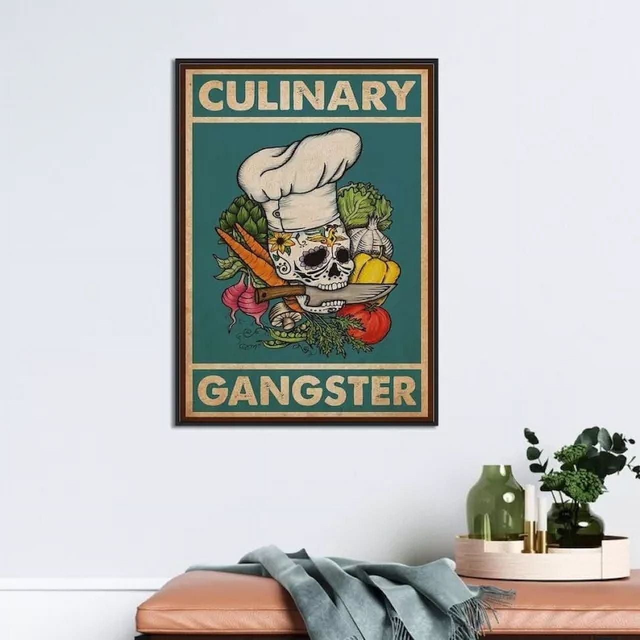 Chef Skull Art Print, Culinary Gangster, Kitchen Wall Hanging, Kitchen ...