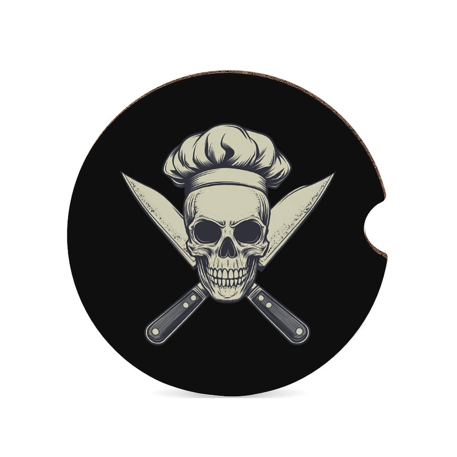 Chef Skull Chef's Hat Cooking BBQ Grilling Car Coasters for Drinks with ...