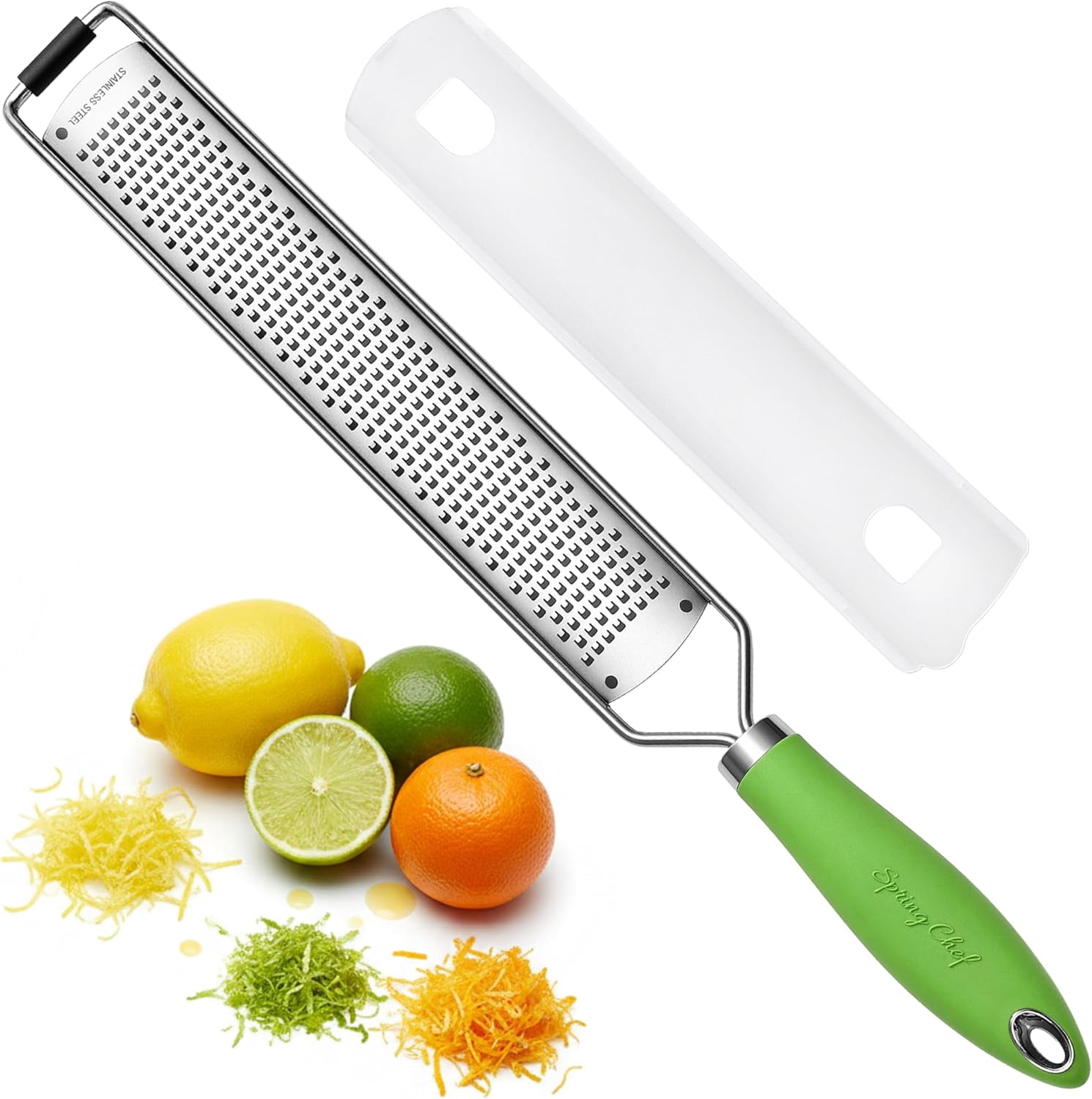 Chef Stainless Steel Lemon Zester Grater with Handle - Garlic, Cheese ...