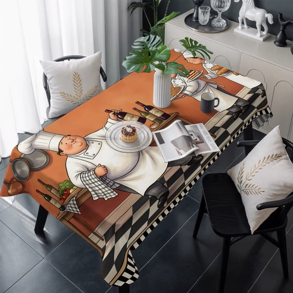 Chef Table Cloth Waterproof Tablecloths, Gourmet Kitchen Cooking Wine ...